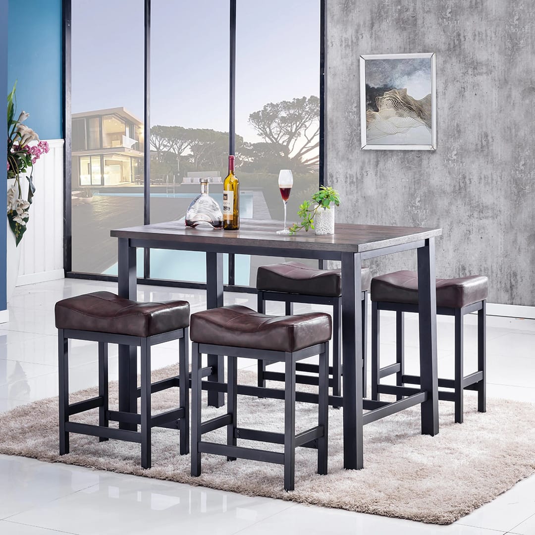 5 Piece Billie Brown Pub Table Set