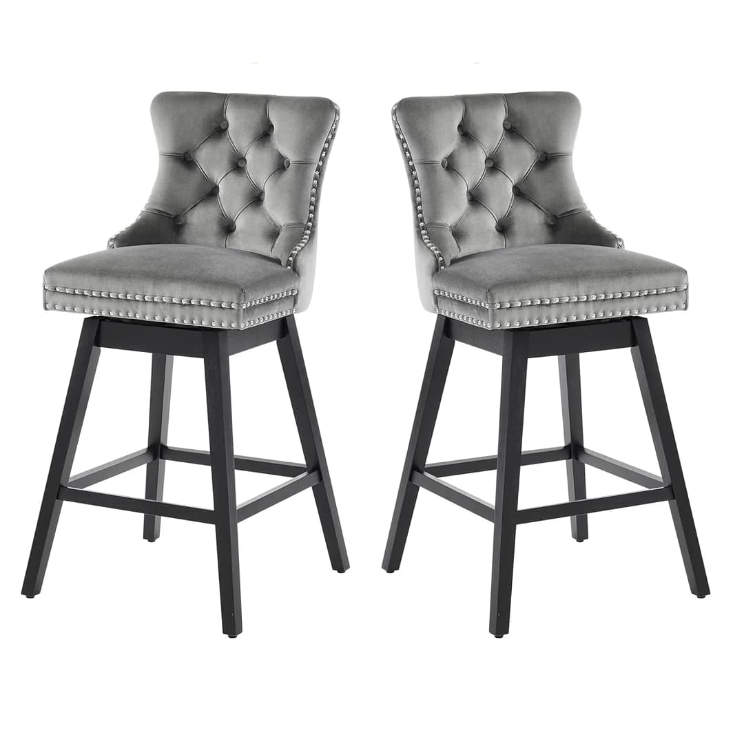 Adele Wooden Swivel Bar Stools with Backs