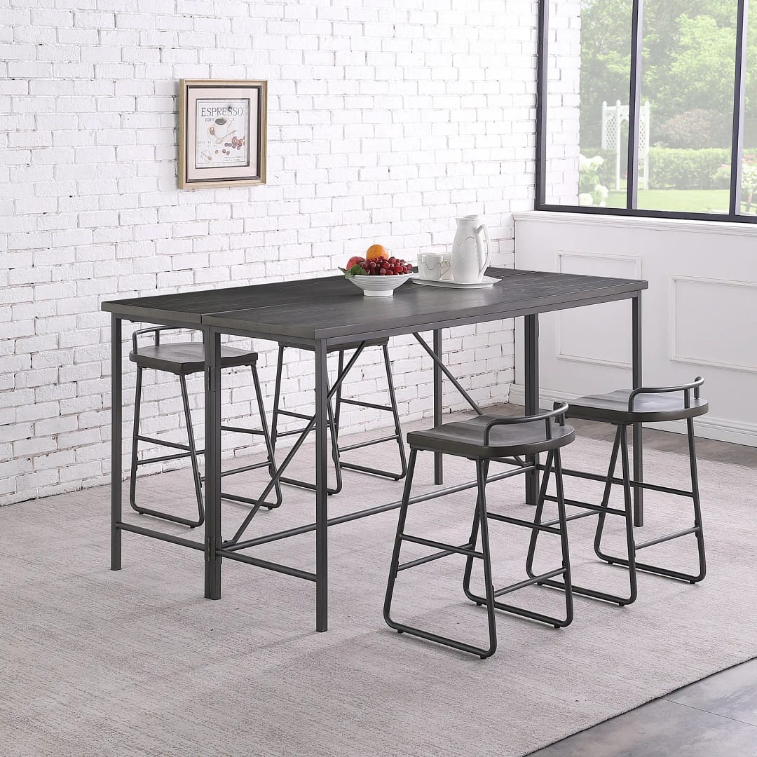 5 Piece Amart Foldable Rectangular Pub Table Set