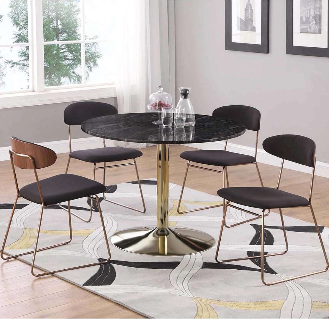 5 Piece Corta Marble Round Dining Table Set